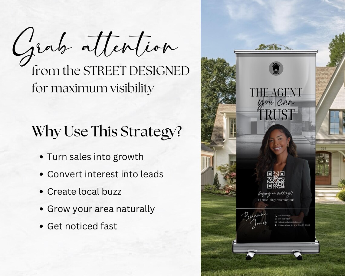 Real Estate Agent Pull-up Banner Template, Canva Professional ...