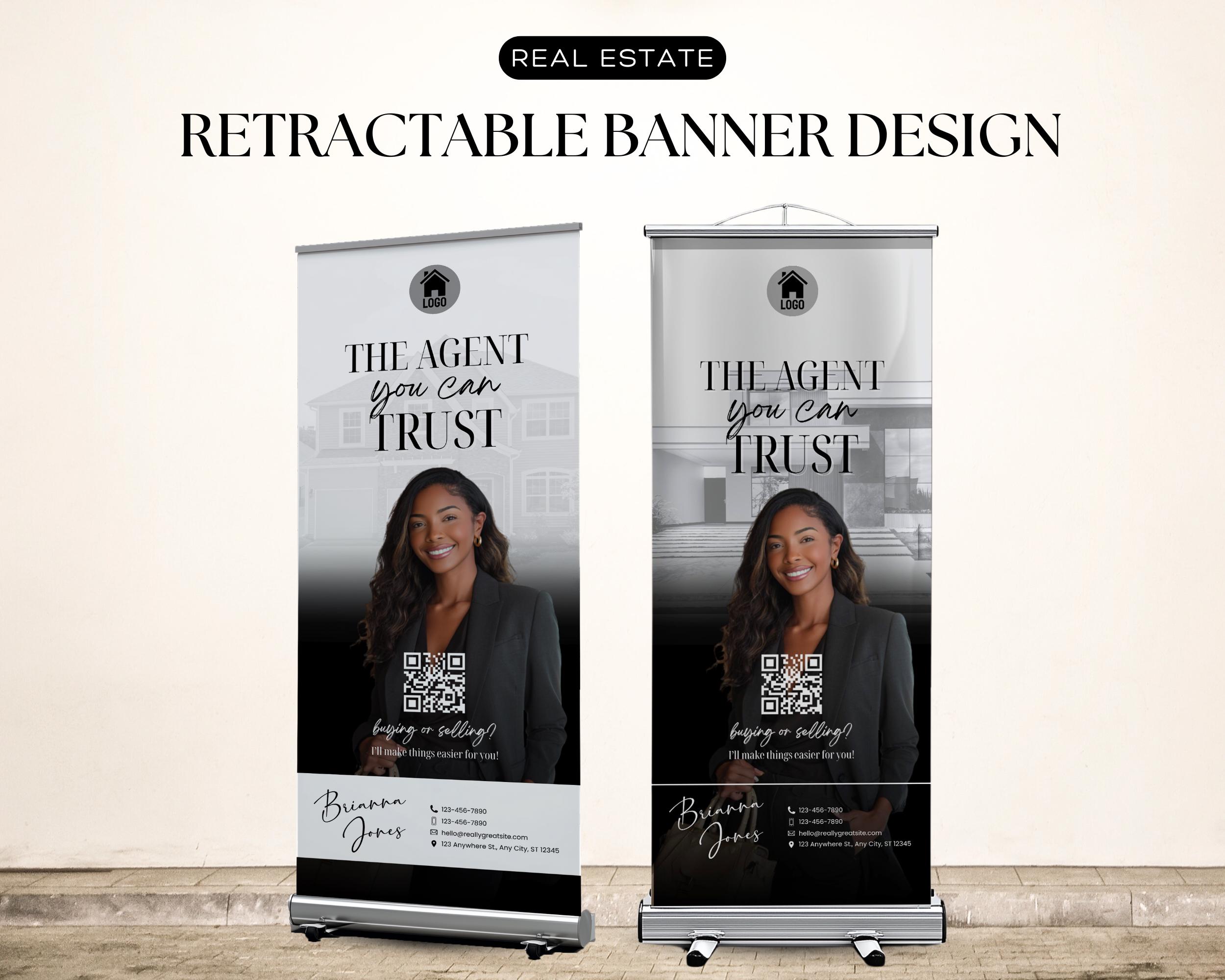 Real Estate Agent Pull-up Banner Template, Canva Professional ...