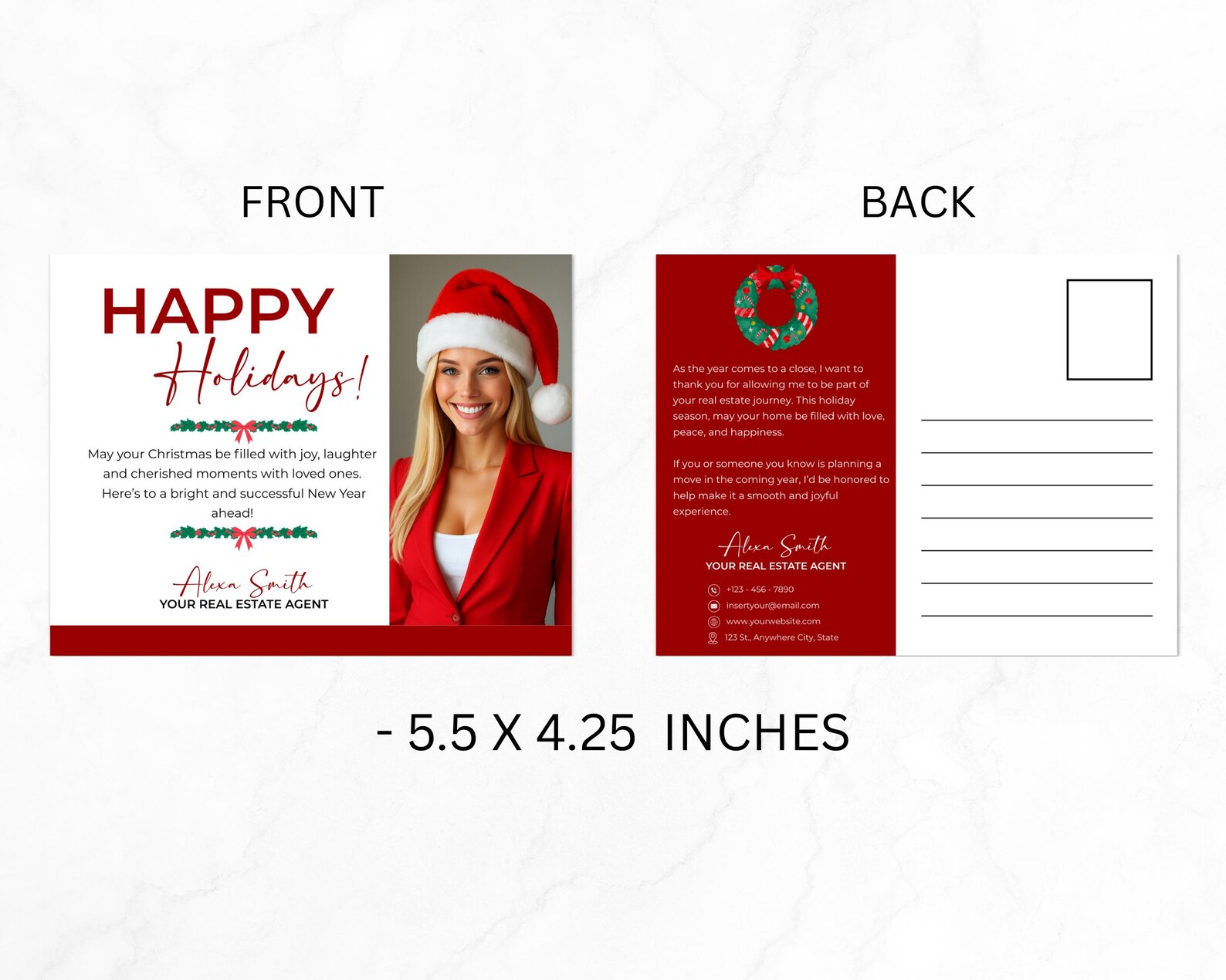 Editable Real Estate Christmas Holiday Postcard, Christmas Card Realtor ...