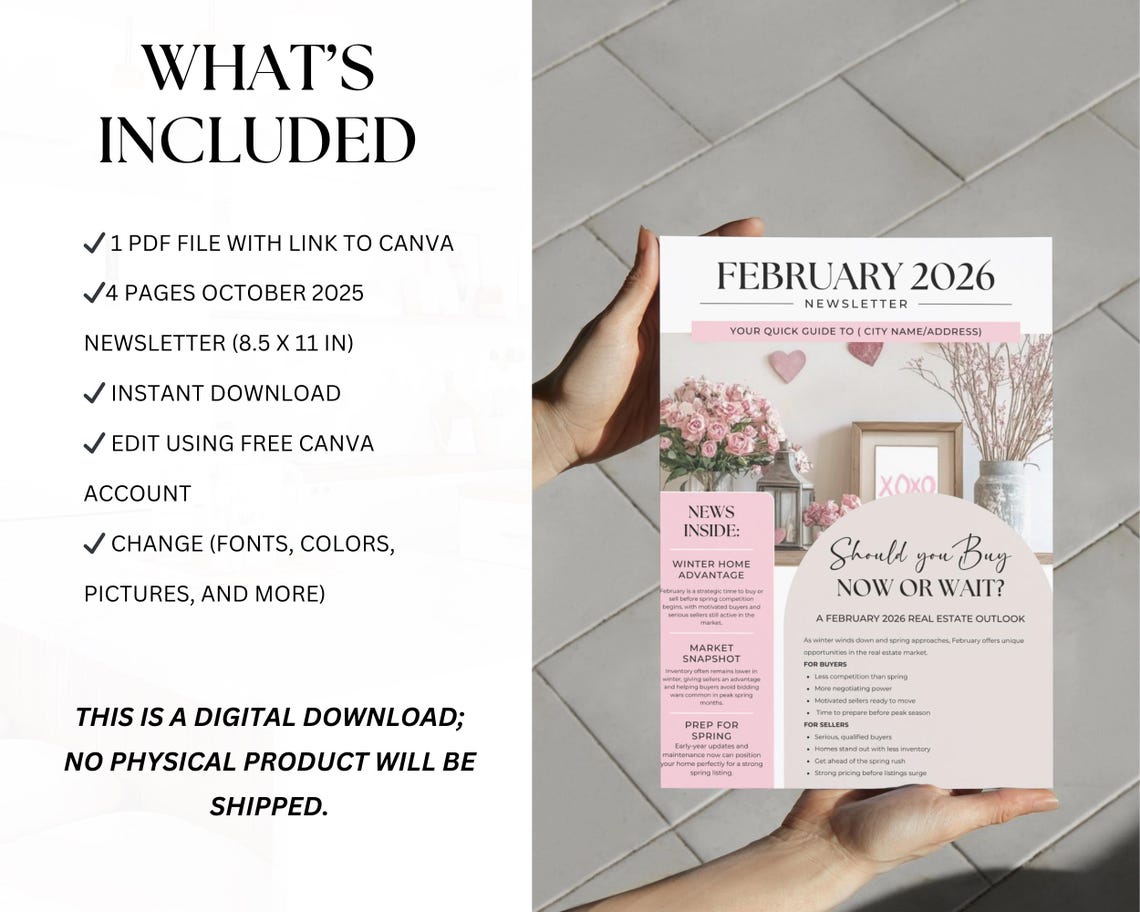 February Real Estate Newsletter | Email Marketing | Editable Canva ...