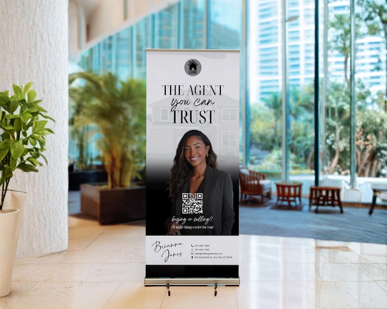 Real Estate Agent Pull-up Banner Template, Canva Professional ...