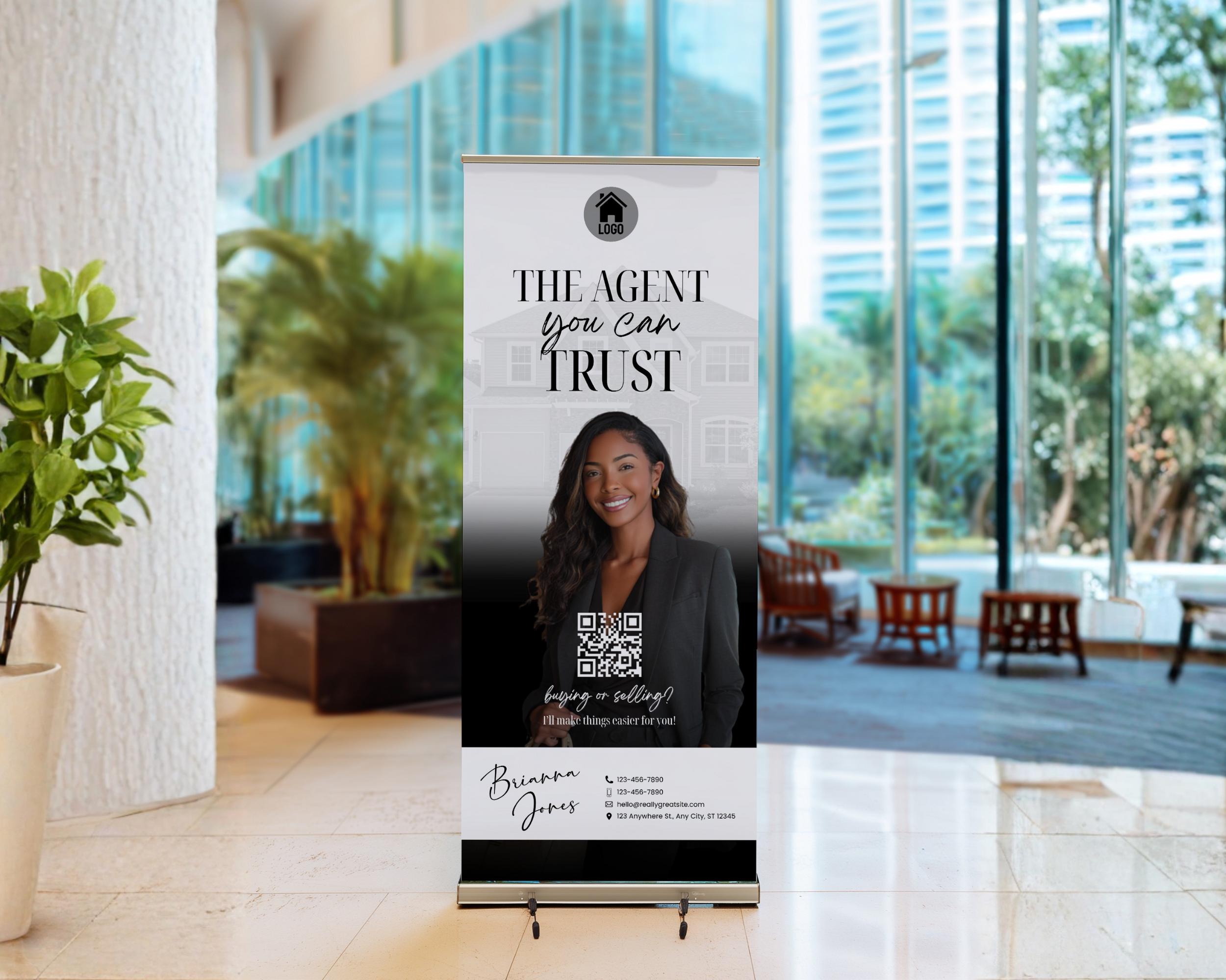 Real Estate Agent Pull-up Banner Template, Canva Professional ...