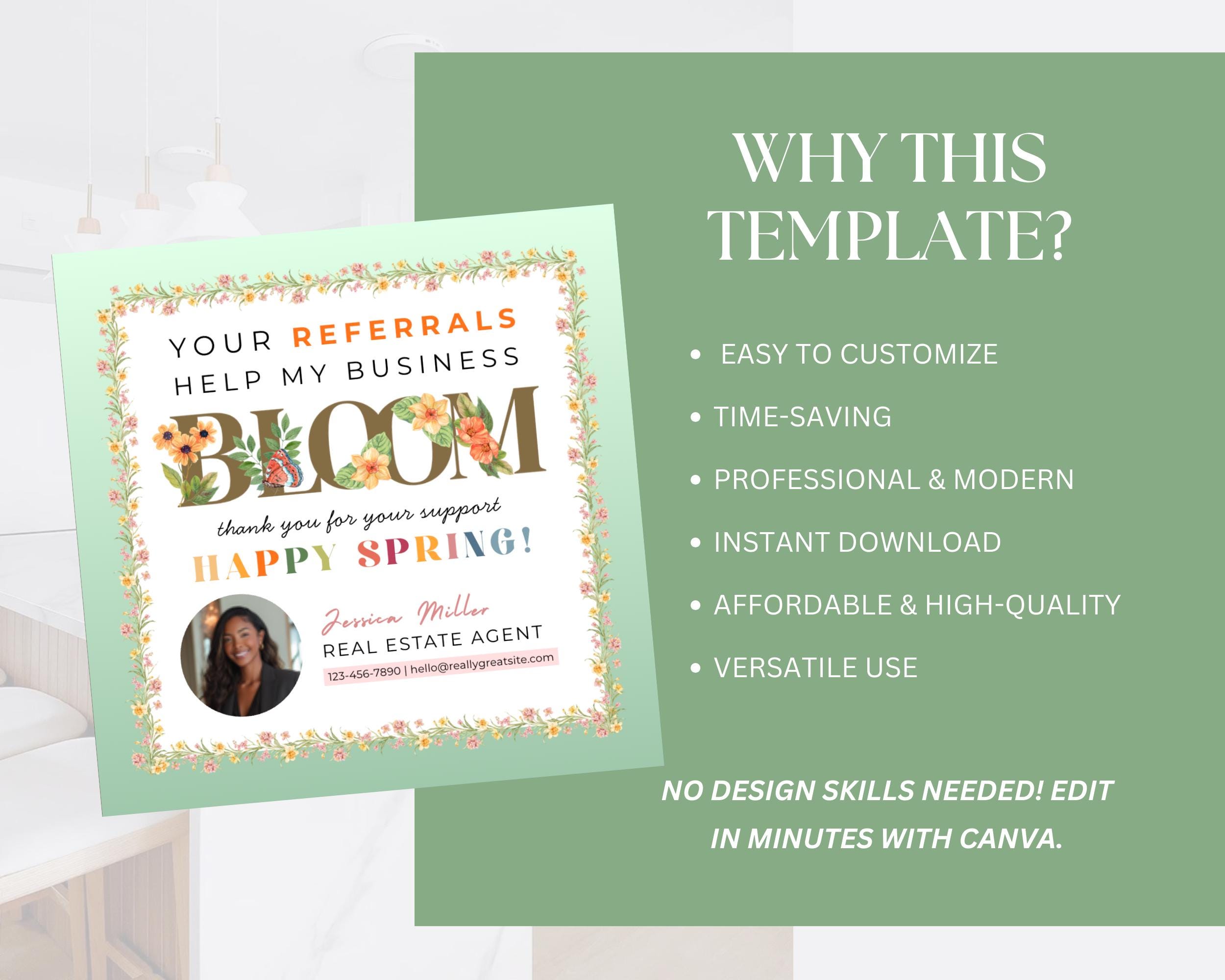 Spring Realtor Tags | Pop-by Marketing for Realtors | Canva Template ...