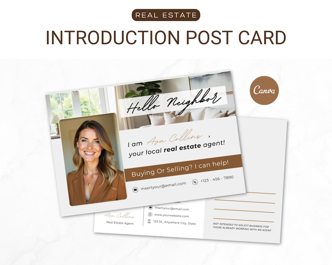 Hello Neighbor Marketing Postcard for Real Estate | Editable Canva ...