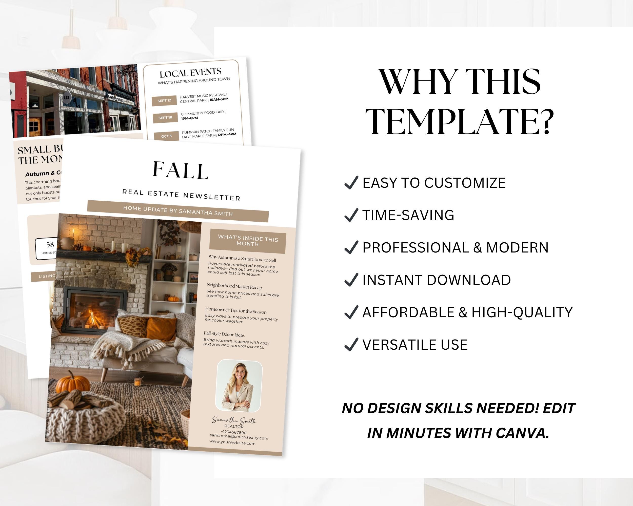 Real Estate Fall Newsletter Bundle | Email Marketing | Farming Flyer ...