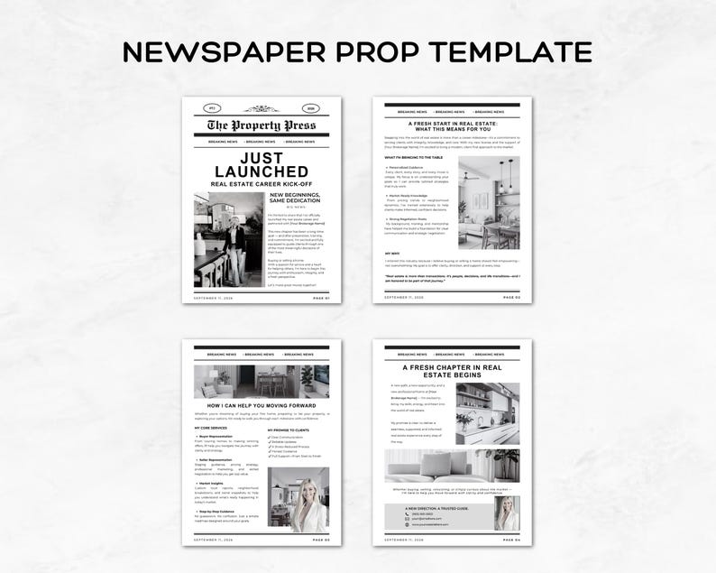 Real Estate Newspaper Prop Template, Canva, Instant Download, Custom ...