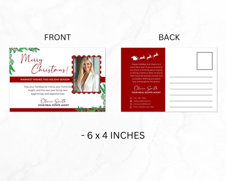 Holiday Postcard for Realtors, Canva, Real Estate Christmas Card ...