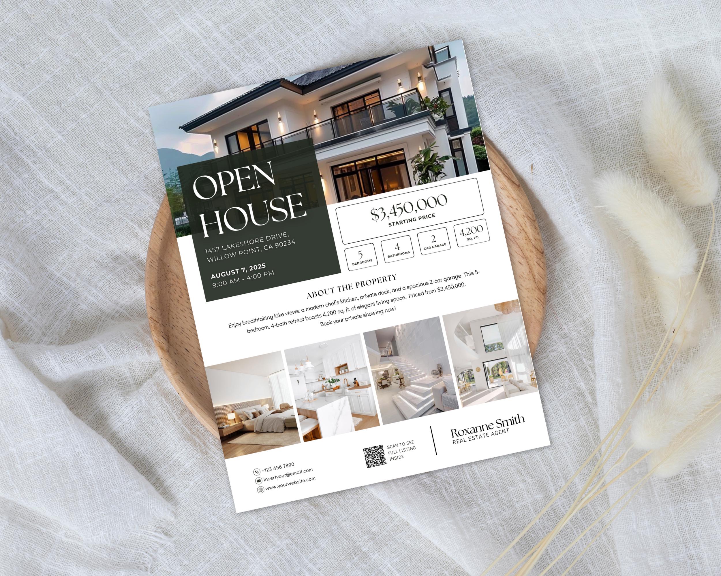 Open House Real Estate Flyer Templates for Canva, Open House Flyers ...