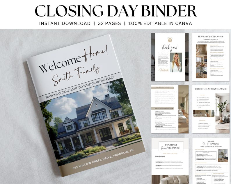 Closing Day Binder Template | Closing Gift | Homeowner | Real Estate ...