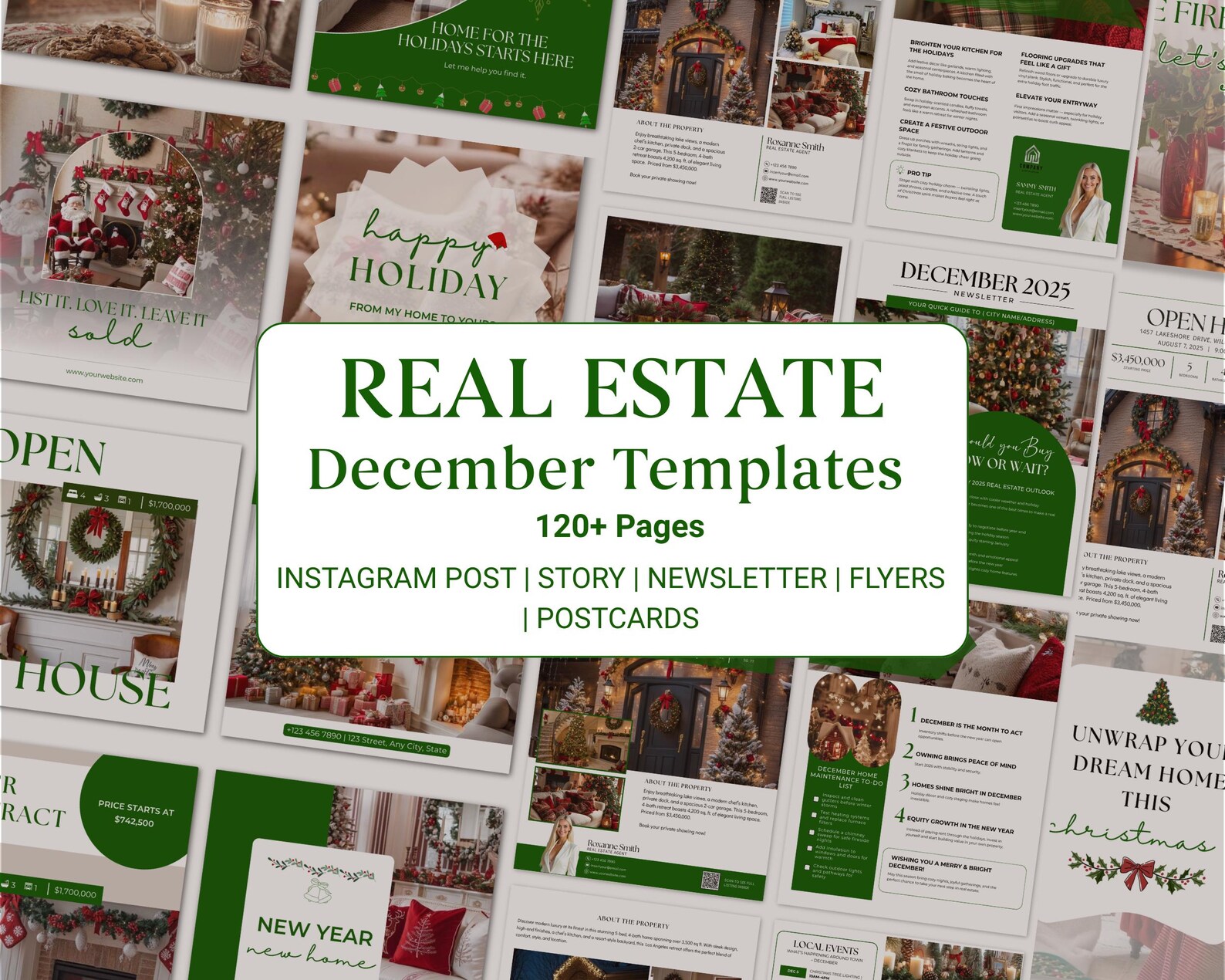 Ultimate Real Estate December Templates| Christmas Real Estate Postcard ...