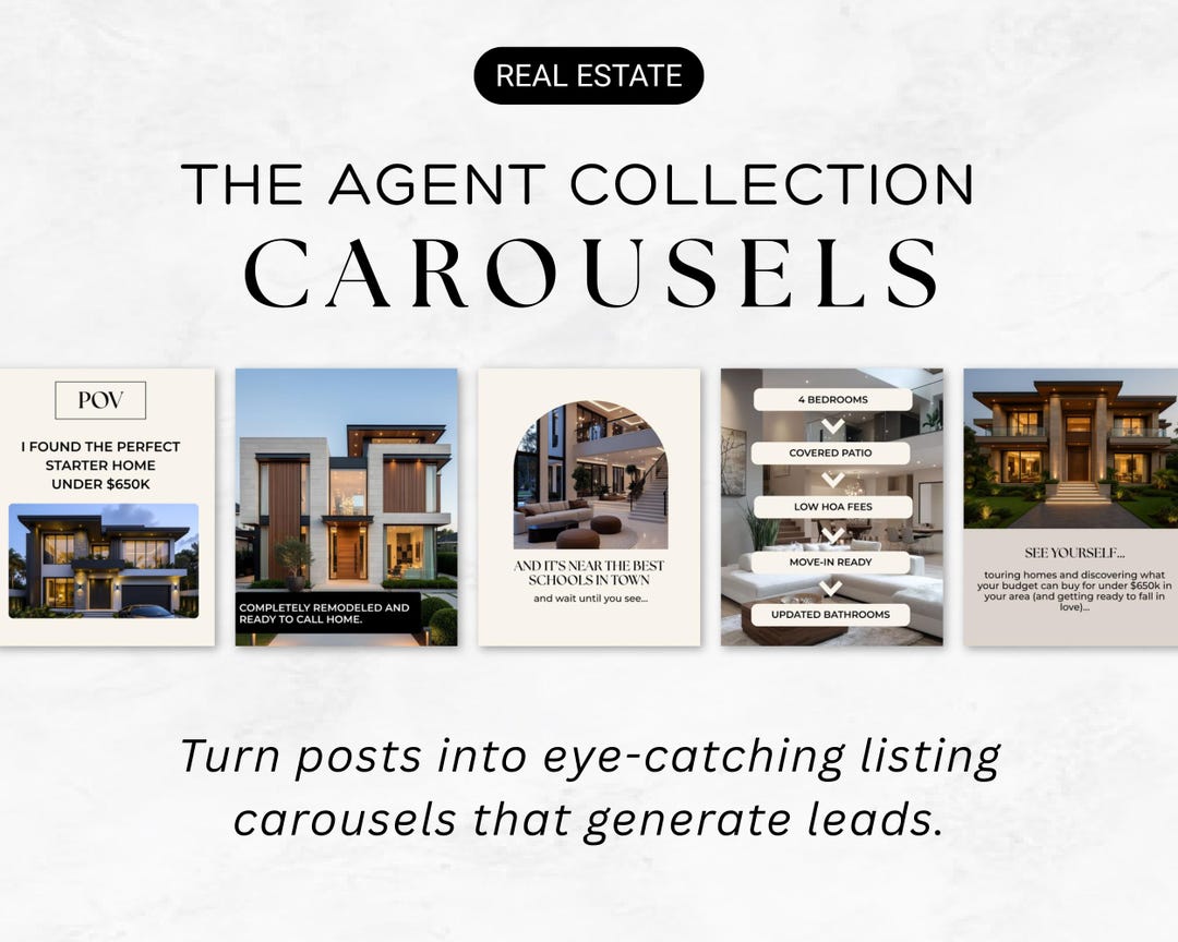 Real Estate Instagram Carousel Templates, Real Estate Instagram Post ...