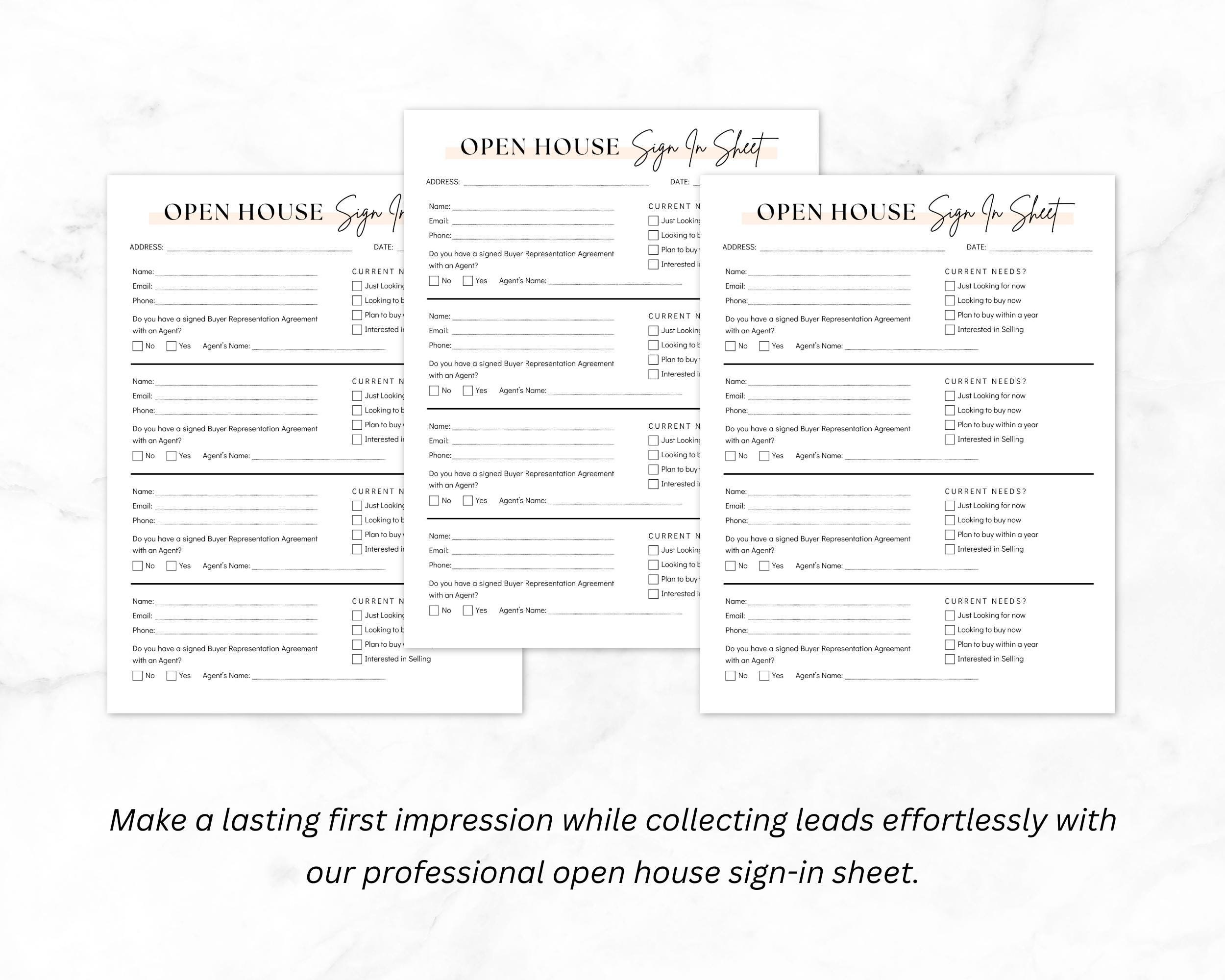 Open House Sign in Sheet Editable Canva Template & Pdfs | Realtor Open ...