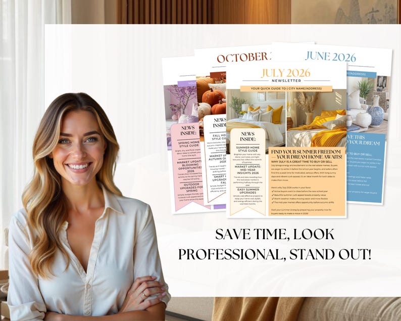 2026 Real Estate Newsletter Template Bundle, 2026 Newsletter, Year-long ...