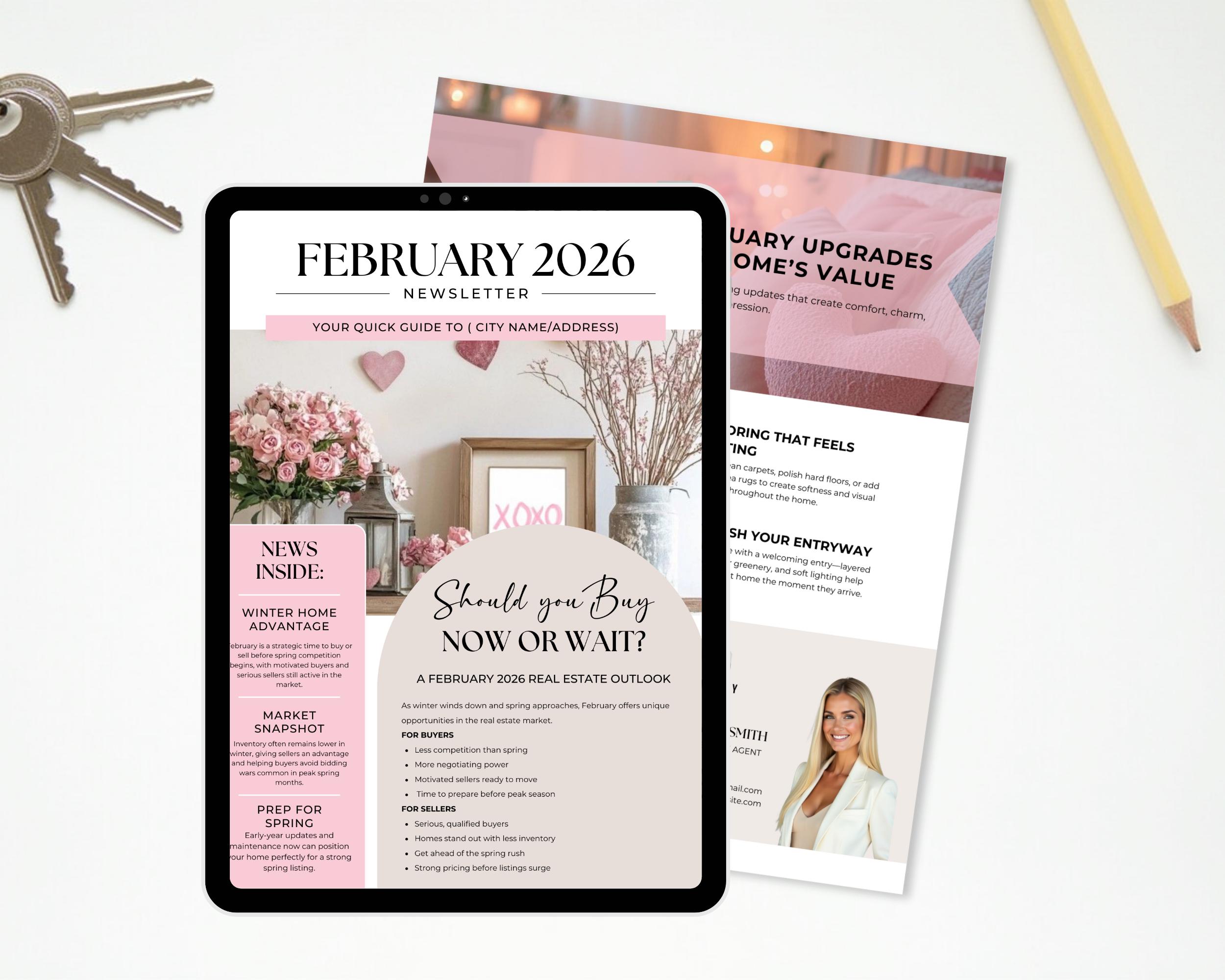 February Real Estate Newsletter | Email Marketing | Editable Canva ...