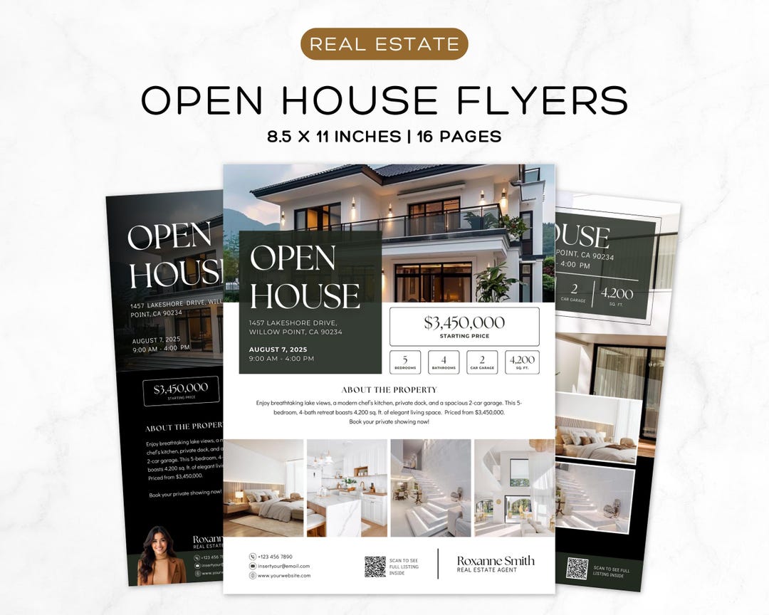 Open House Real Estate Flyer Templates for Canva, Open House Flyers ...