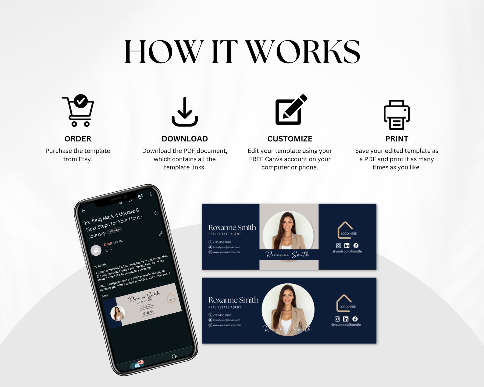 Email Signature Template Bundle | Gmail Signature | Editable Canva ...