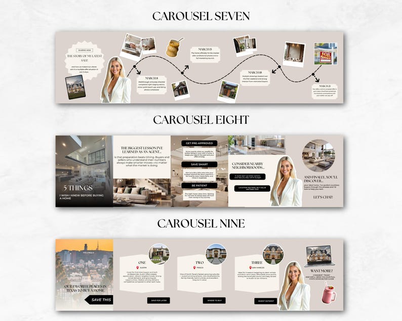 Real Estate Instagram Carousel Templates, Real Estate Instagram Post ...