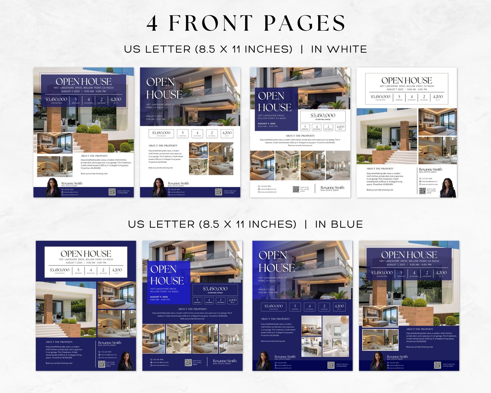 Open House Real Estate Flyer Templates for Canva, Real Estate Agent ...