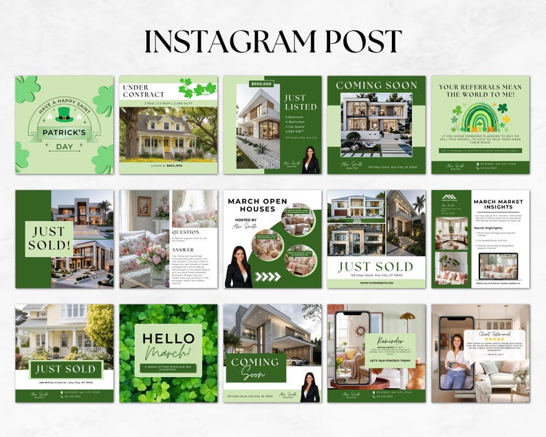 140 March Real Estate Social Media Templates | Realtor Canva Posts ...