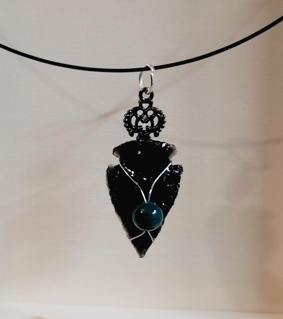 Black Obsidian ARROWHEAD W Green DRAGON Vain Crystal - Etsy