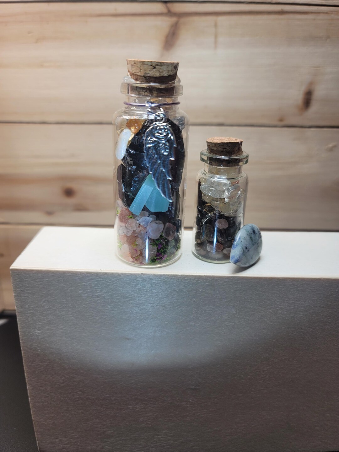 Grief Relief Crystal Jar: Apache Tear, Rhodonite & Blue Chalcedony - Etsy