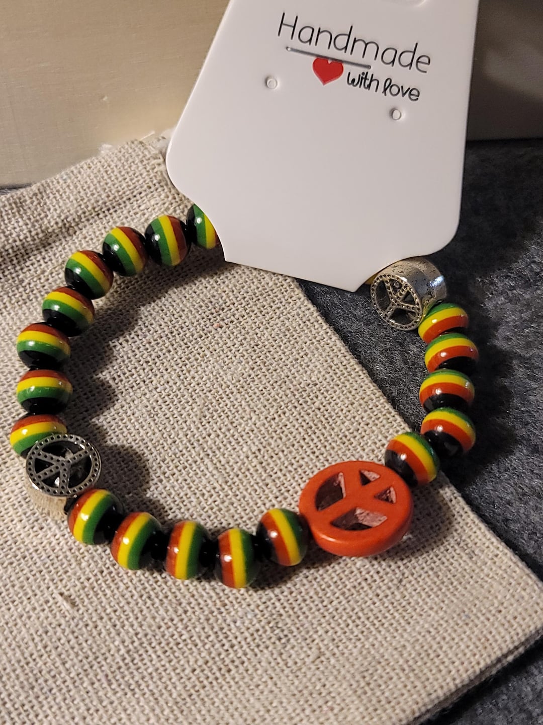 CRYSTAL , PEACE BEADS W/ Peace Signs Bracelet. - Etsy