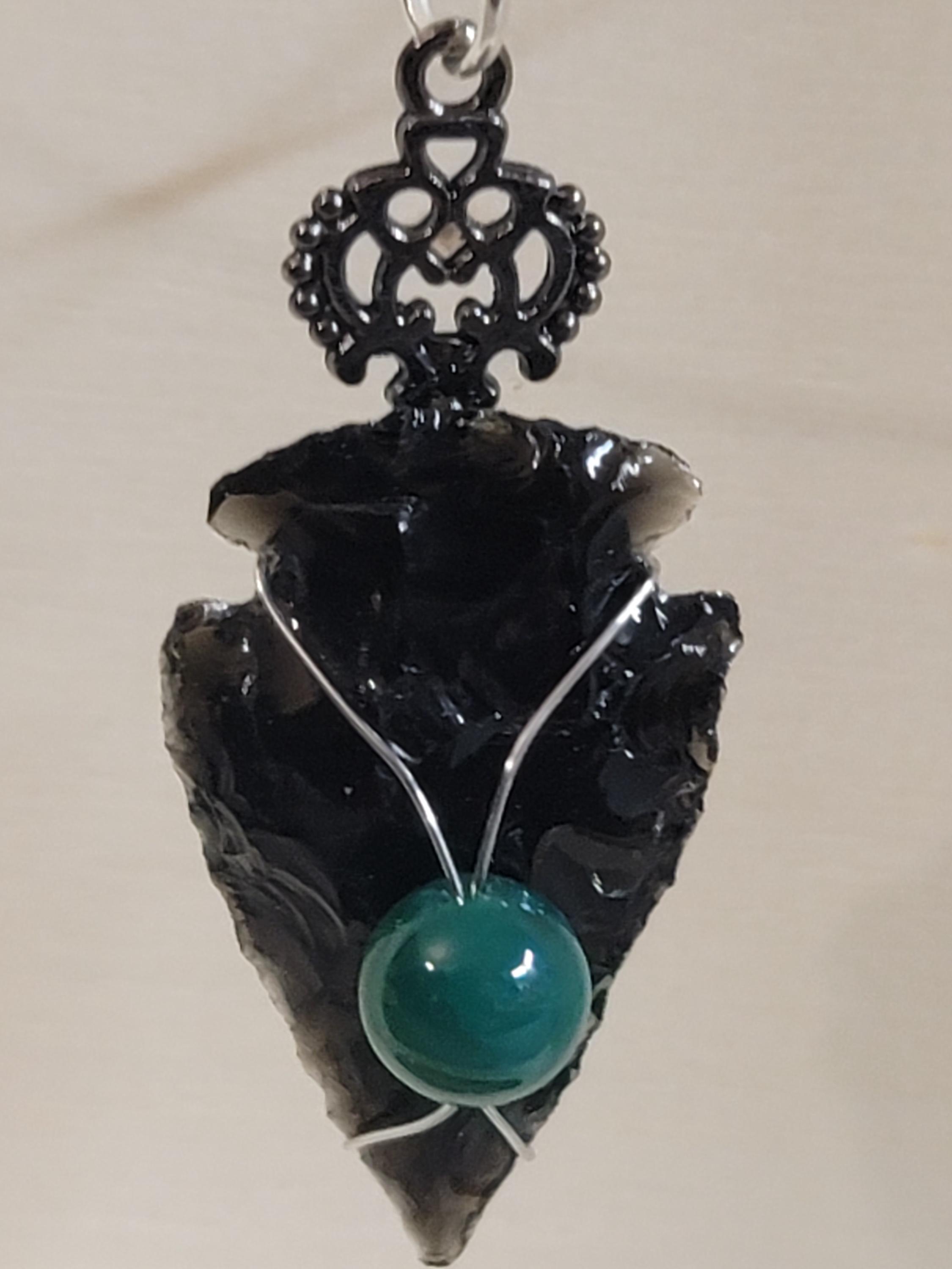 Black Obsidian ARROWHEAD W Green DRAGON Vain Crystal - Etsy