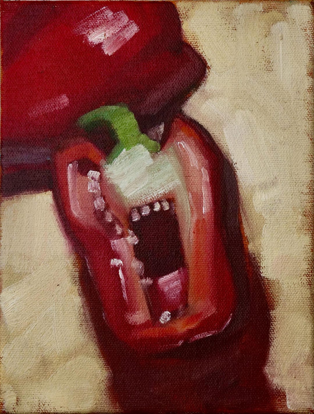 Operatic Pepper, Original Oil Painting on Canvas, 6 X 8 Inches ...
