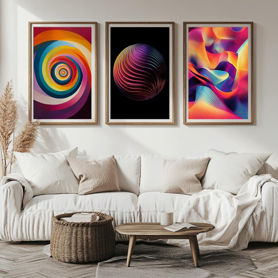 Vibrant Optical Illusion Poster Set 3 Stunning Digital Downloads for ...