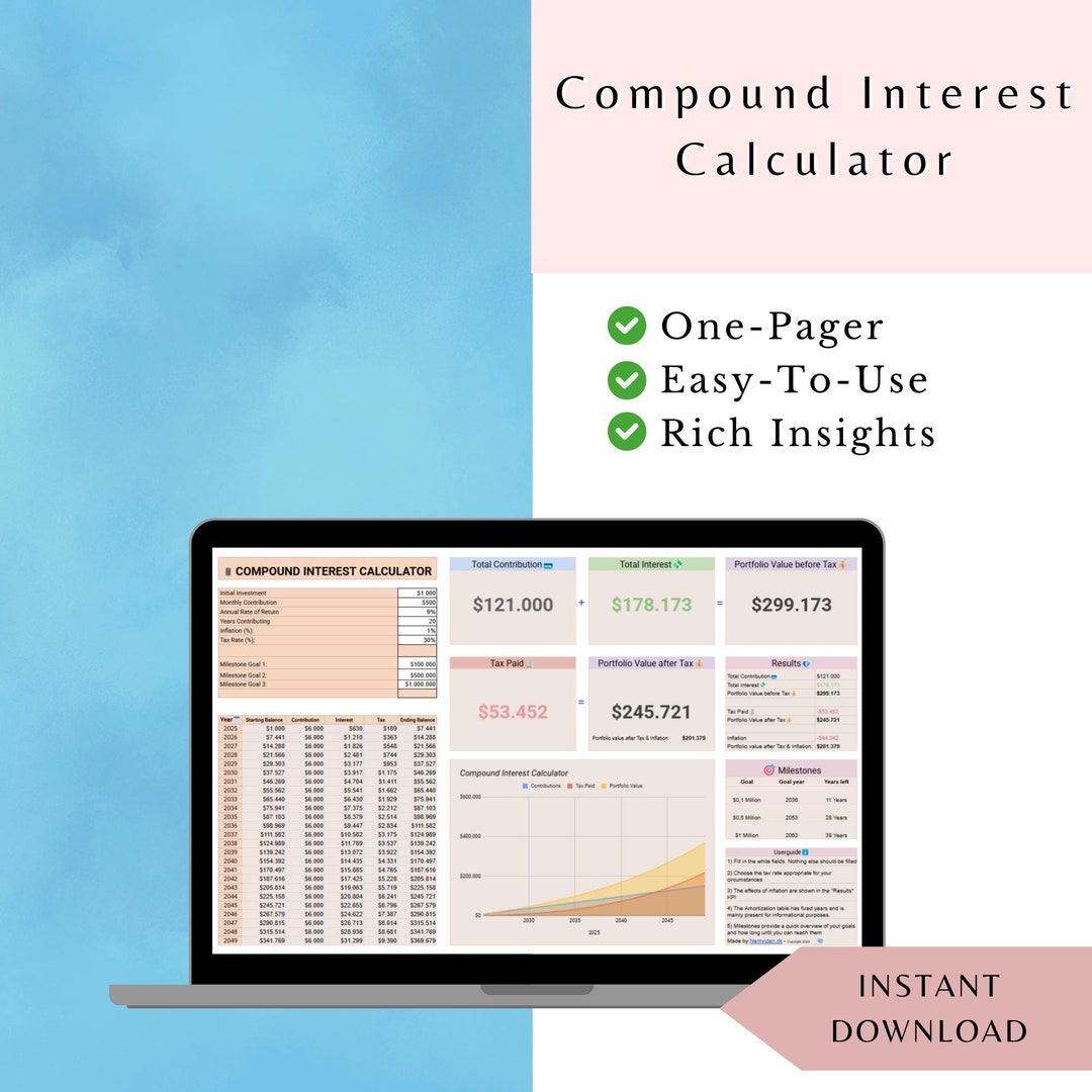 Compound Interest Calculator - Etsy