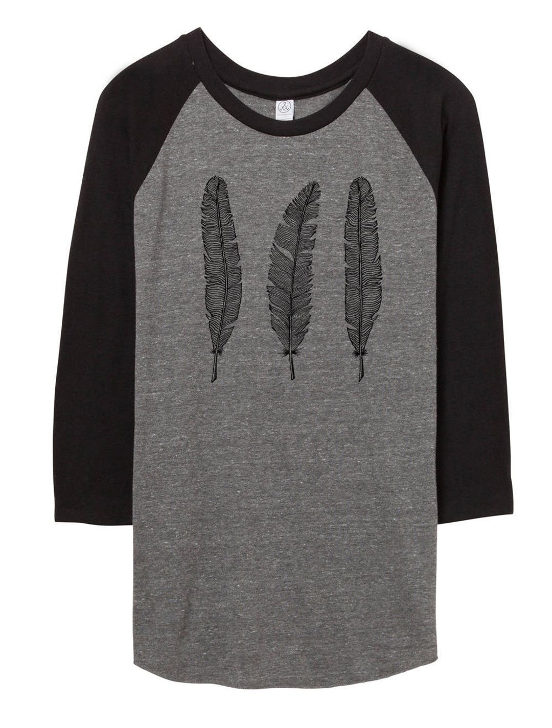 Three Feather Baseball Shirt - 3/4 Sleeve - Feathers Shirt - Fall ...