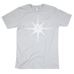 Mens Compass Tshirt - Nautical Compass Illustration Shirt - Mens Light ...