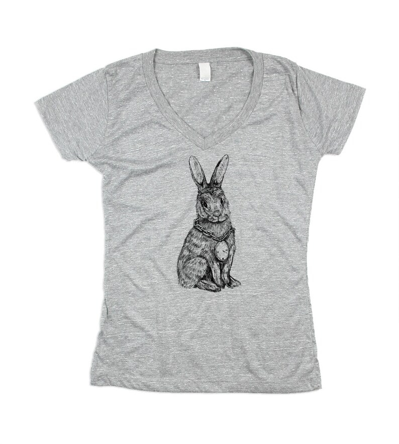 Womens Rabbit Shirt Womens Grey Vneck Rabbit Tshirt - Etsy