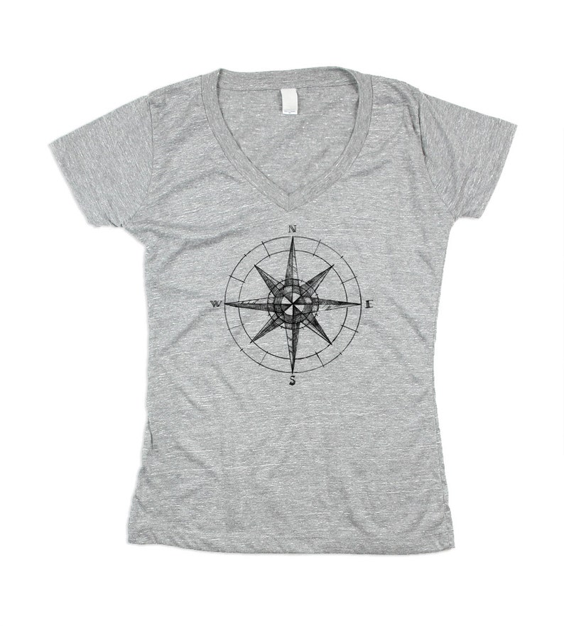 Womens Grey Tshirt Compass Tshirt Travel Shirt Womens - Etsy
