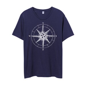 Mens Compass Tshirt - Nautical Compass Illustration Shirt - Mens Light ...
