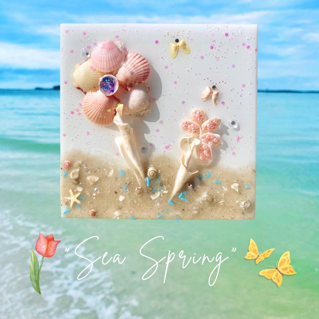 Shells, Beach Art, Coastal Art, Sea Art, Ocean, Coastal Decor, Resin ...