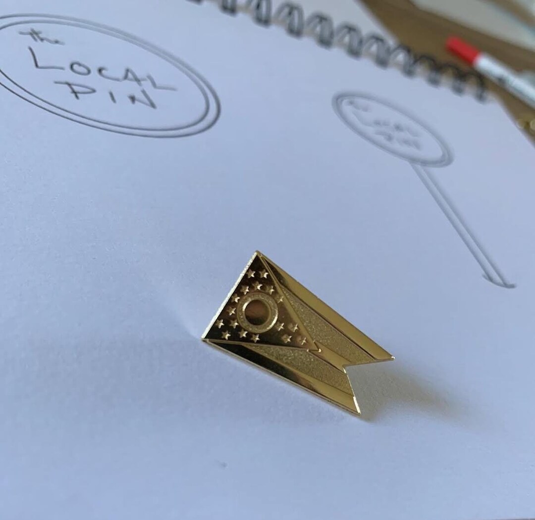 Ohio Flag Gold Metal Lapel Pin - Buckeye State Pride - Etsy