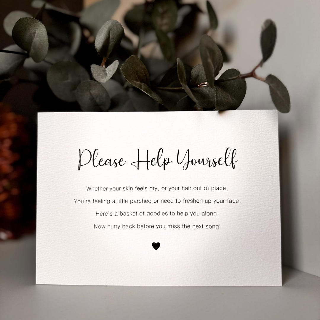 Wedding/party Toiletries/bathroom Sign - "please Help Yourself" - Etsy
