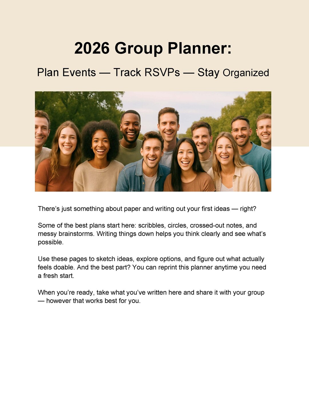 2026 Group Planner Printable PDF | Event Planning Organizer | Friends ...