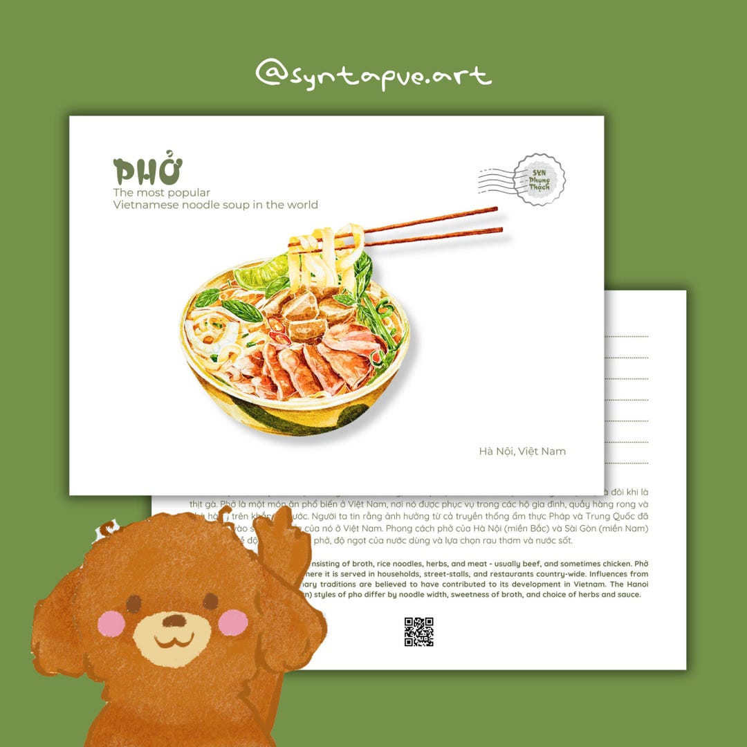 Pho Postcard: Vietnamese Noodle Soup Art - Etsy