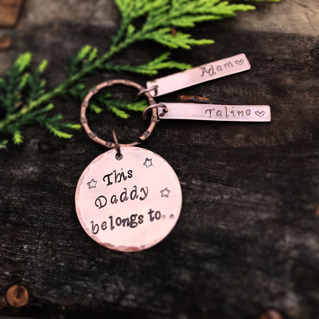 Personalized Copper Daddy Keychain With Kids Names - Etsy