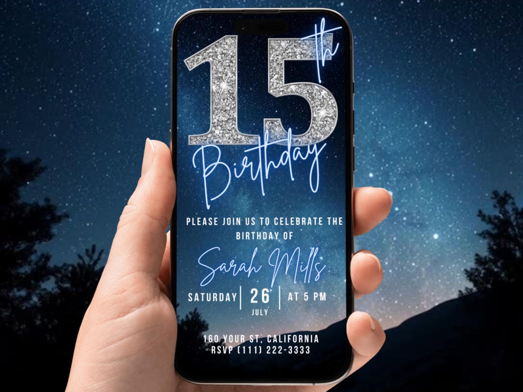 Digital Video 15th Birthday Invitation, Animated Fifteenth Party Invite ...
