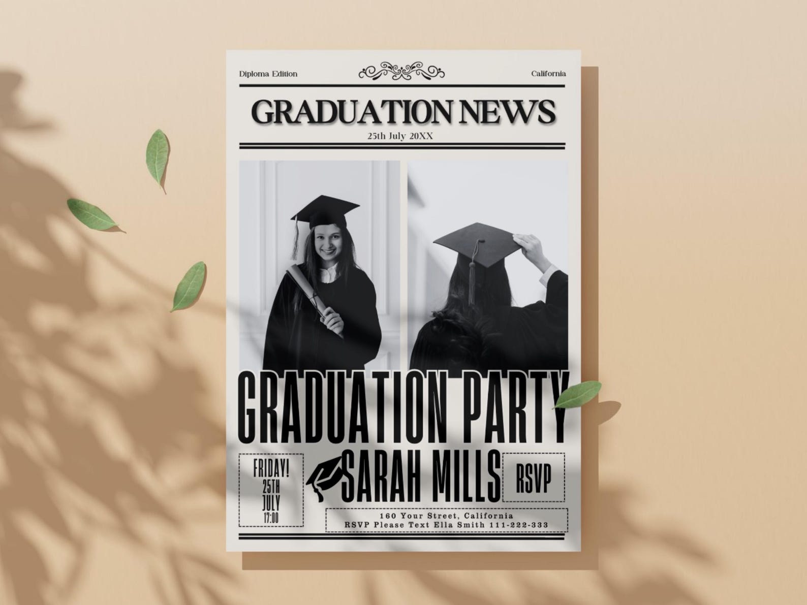 Classic Graduation Newspaper Template, Fully Customizable, Edit With ...