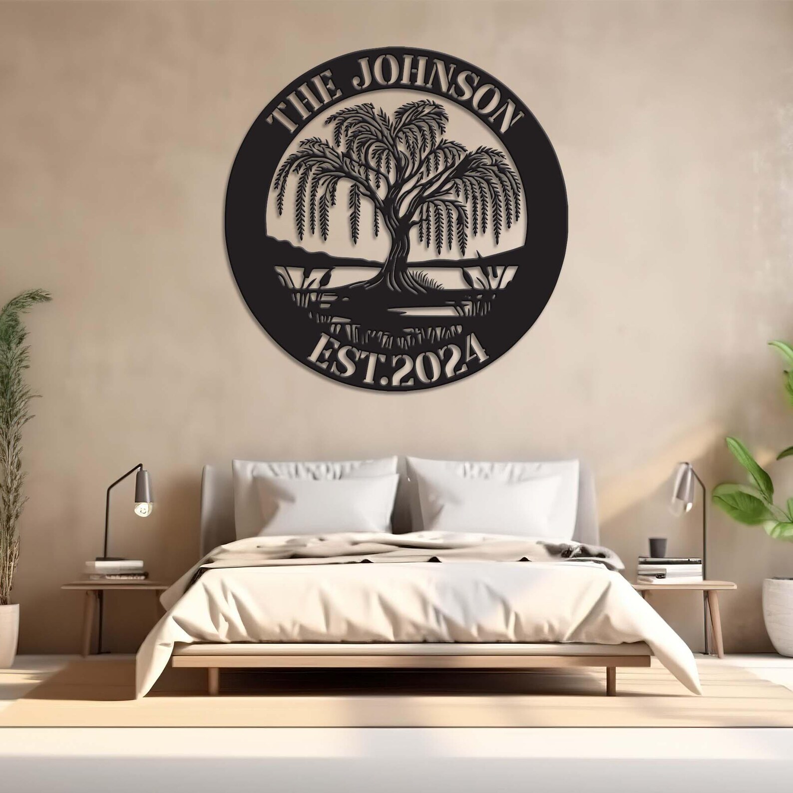 Personalized Willow Tree Metal Sign: Custom Family Name, Laser Cut Art ...