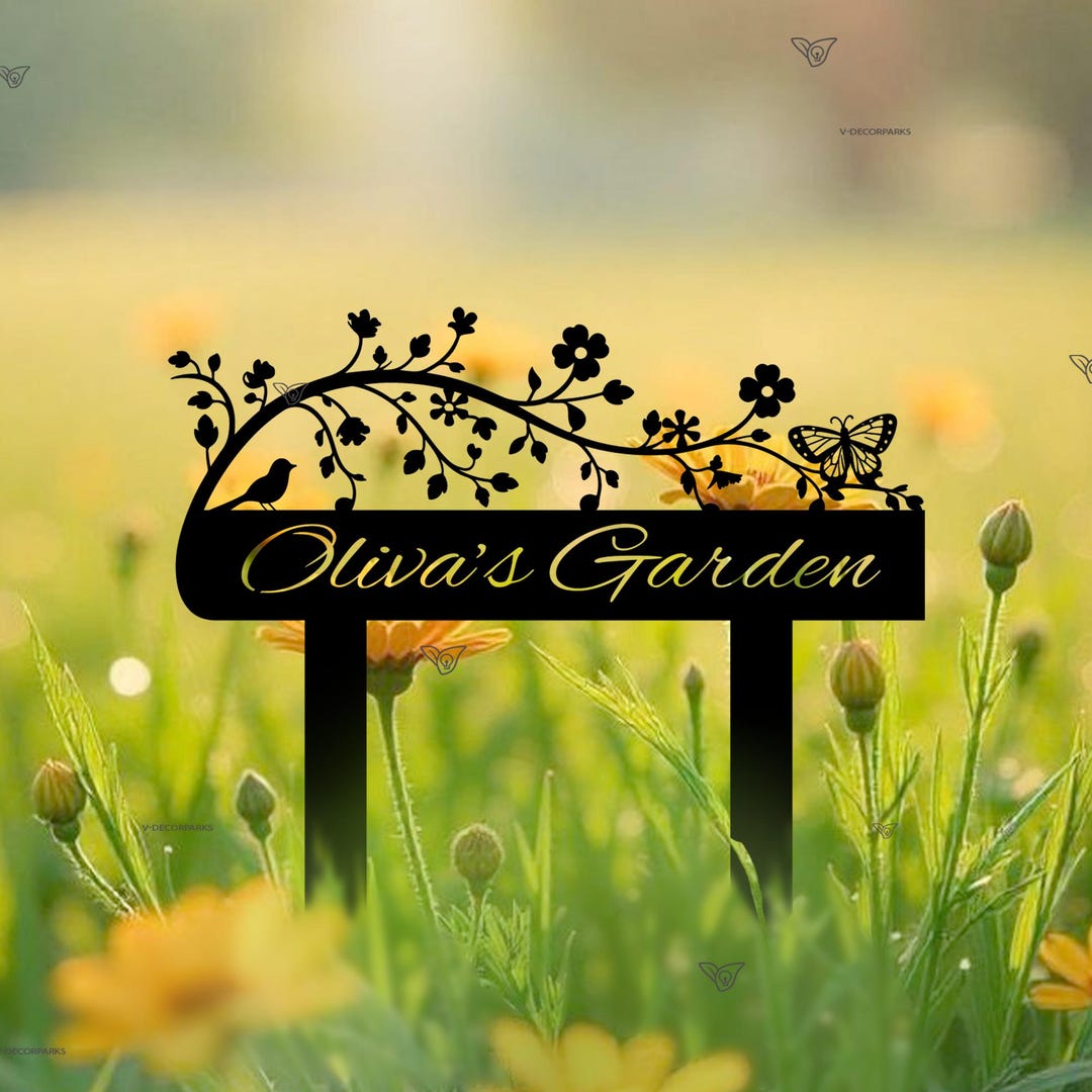 Personalized Metal Sign Garden Decoration, Bird With Flower Garden Sign ...