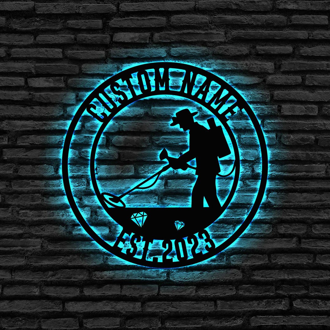 Personalized Metal Detecting Sign With Led Light,metal Detecting Gift ...
