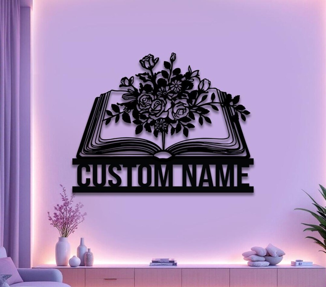 Custom Library Metal Sign Wall, Bookshelf Sign, Personalized Book Sign ...
