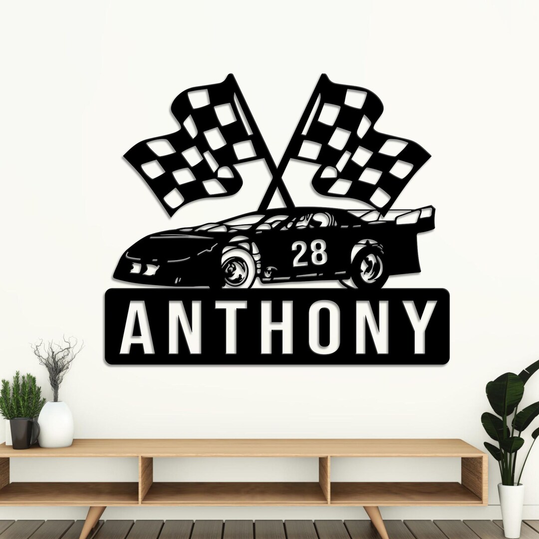 Personalized Racing Car Metal Sign Wall Art, Race Car Signs, Sports ...