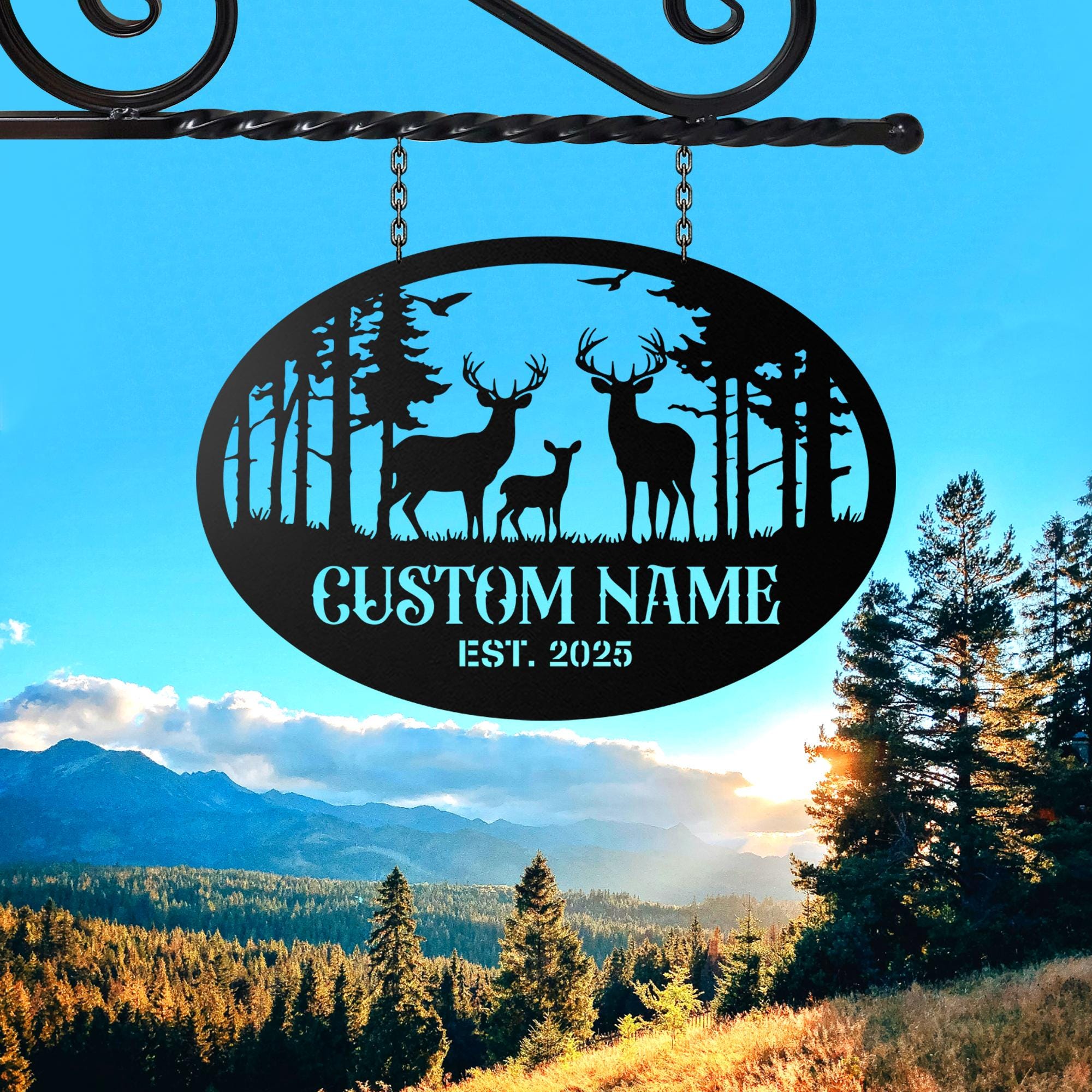 Custom Oval Deer Metal Cabin Sign Wall | Outdoor Hunting | Deer Hunter ...