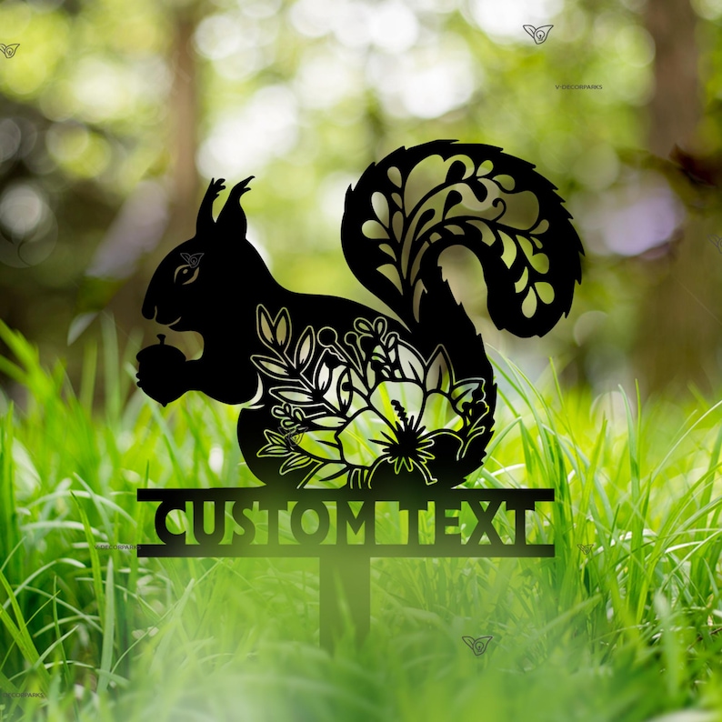 Custom Squirrel Metal Garden Stake, Personalized Squirrel Name Signs ...
